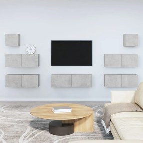 7dílný set TV skříněk betonově šedý kompozitní dřevo 3114545