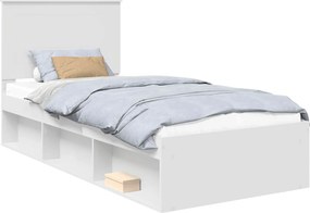 Rám postele s čelo Bílá 100 x 200 cm Masivní borové dřevo 3409390
