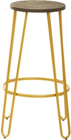 Barová stolička z jilmového dřeva ve zlaté barvě/v přírodní barvě (výška sedáku 75 cm) District – Premier Housewares