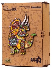 007052 3D dřevěné puzzle handmade - Triceratops A4