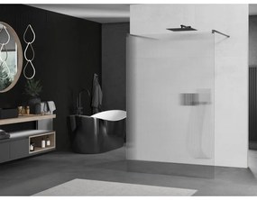 Mexen Kioto, sprchová zástěna Walk-In 120 x 200 cm, 8mm sklo s žebrovým vzorem, grafitový profil, 800-120-002-66-09