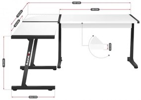 Prostorný rohový stůl HERO 6.0 v bílé barvě