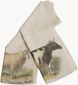 Sada lněných utěrek Sheep & Cow, 2 díly