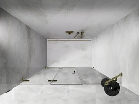 Mexen Lunar-F, skládací levé sprchové dveře 130 cm, čiré sklo, zlatý profil, 836S-130-050-50-00-L