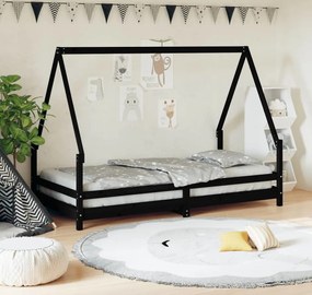 vidaXL Dětská postel 90 x 190 cm masivní borové dřevo [834493] Barva: Černá