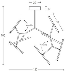 Zambelis 2072 - LED Stmívatelný lustr na tyči LED/68W/230V černá
