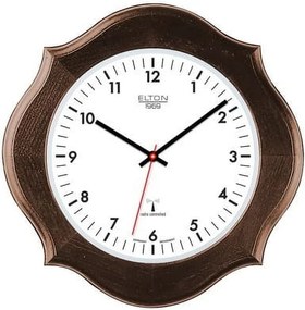 ELTON Rádiem řízené dřevěné nástěnné hodiny s elegantně tvarovaným rámem Elton Radio Kesten - tmavé dřevo E20.5532.50.174367rc