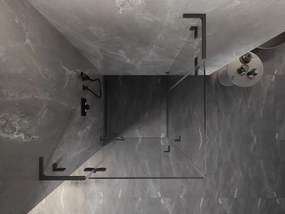 Mexen Lunar, L Duo výklopný sprchový kout 100 x 100 cm, 8mm čiré sklo, grafitový profil, 834L-100L-100P-95-00