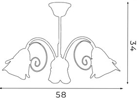Lustr na tyči KOKARDA 3xE14/60W/230V