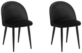 Sada dvou čalouněných židlí, černý samet, VISALIA Beliani