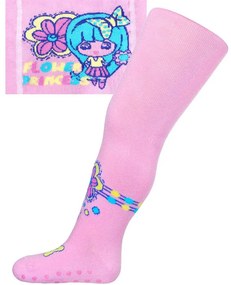 Bavlněné punčocháčky New Baby s ABS světle růžové flower princess, vel. 104 (3-4r)