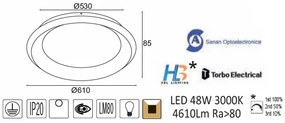 ACA DECOR LED stropní svítidlo DIANA 48W/230V/3000K/4610Lm/270°/IP20/DIM, Flicker free