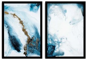Sada nástěnných obrazů Mramory 36x51 cm 2 ks modrá