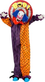 HOMCOM 167 cm životní velikost animovaná halloween klaun dekorace s aktivací zvukem a dotykem