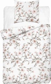 Povlečení 140x200 bílá béžová květina s jedním povlakem Home Satin