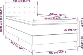 vidaXL Box spring postel s matrací a LED 100x200 cm samet [3134632] Barva: Tmavě moddrá