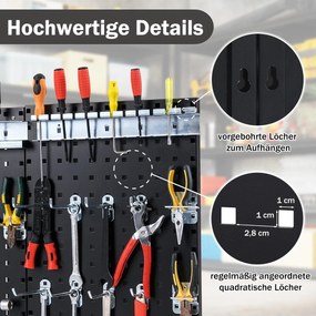 Costway Tool Wall Tool Děrovaná stěna se 3 tyčemi a 28 dílným závěsným