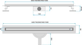 Rea Neox Slim Pro, odtokový sprchový žlab 100 cm, broušená ocel, REA-G5803