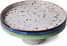 Šedý keramický podnos na noze 70s Comet - Ø 21*10cm