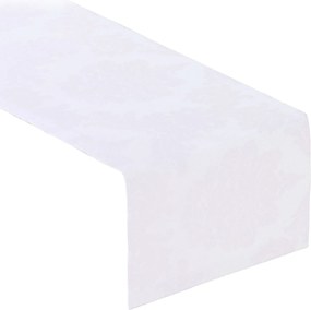 Stolní běhoun barva bílá látka lesklé, pletený vzor, vzorované