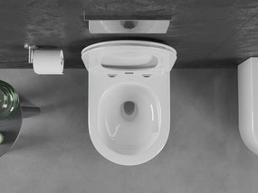 Mexen Sofia, závěsná WC mísa 490x360x355 mm, Rimless Tornádo + WC sedátko z duroplastu, bílá lesklá, 30540400T