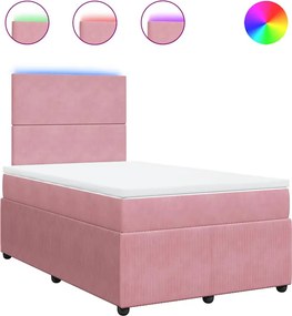 Box spring postel s matrací růžová 120 x 200 cm samet 3294609