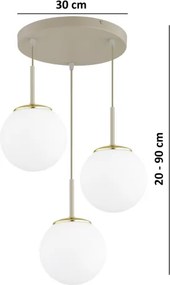 Brilagi - Lustr na lanku MILO ECRU 3xE27/60W/230V béžová/zlatá