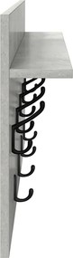věšák, nástěnný, 1 prkno, háčky, kompozitní dřevo, 40x80x12 cm, beton šedá, Dekorino TK20260018