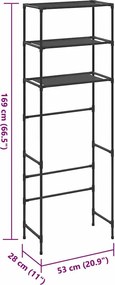 vidaXL 3patrový úložný regál nad WC 53 x 28 x 169 cm [282464] Barva: Černá