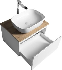 Aqualine Aqualine, ALTAIR skříňka s deskou 58 cm, bílá/dub emporio, AI263-02