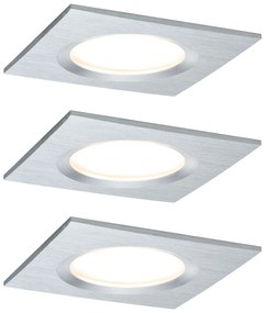 Paulmann 93895 Premium LED Slim Coin, hranatá zápustná bodovka 3x6,8W LED 2700K stmívatelná, broušený hliník, 7,8x7,8cm, IP44