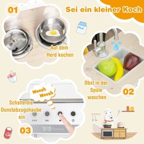 Costway Rohová hrací kuchyňka se samostatnou lednicí a sound a play doplňky