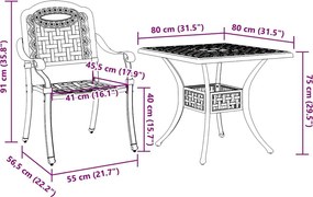 vidaXL Sada zahradního stolu 5 pcs Bronzová Odlévaný hliník [3334728]