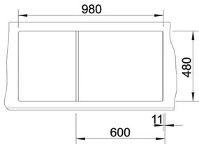 Blanco Zia 6 S Granitový dřez s vaničkou a s odkapem oboustranné provedení, 100x50cm, černá 526021