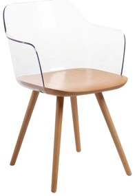 OnaDnes -20% Transparentní plastová jídelní židle Kave Home Bjorg s područkami