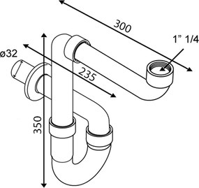 Omp Tea HANDICAP umyvadlový sifon šetřící místo 5/4 odpad 32 mm chrom 126.013.5H Koupelny Bernold