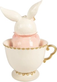 Dekorace králík v šálku s růžemi - 16*13*22 cm