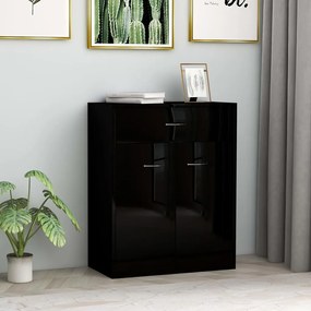 vidaXL Příborník černý s vysokým leskem 60 x 30 x 75 cm dřevotříska