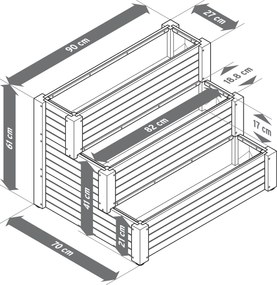 Tchibo - Vyvýšený schodový truhlík se 3 úrovněmi »Tinus« - barva: hnědá
