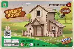 TEDDIES Dřevěné 3D puzzle domeček / Stavebnice / 4 druhy / Dřevo / od