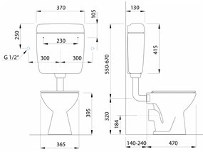 CREAVIT WC kombi, dvojtlačítko 4,5/6l, zadní odpad, bílá TP3306