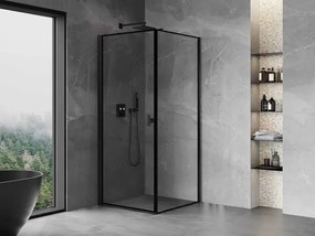 Mexen Mist-B, 1-křídlý ​​výklopný sprchový kout levý 80 x 80 cm, čiré sklo-černý rám, 8A2T-080-080-70-70-L