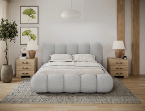 Postel Oloroso 180x200 s kovovým roštem a úložným prostorem, šedé bouclé