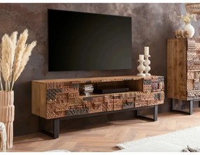 furniture-nabytek.cz - Masivní TV stolek Grónsko z mangového dřeva, lakovaný, hnědý – 180×45×65 cm
