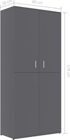 Botník Arina - šedý | 80x39x178 cm