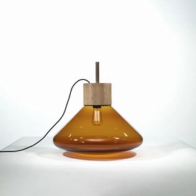 Moderní stolní či podlahová lampa Muffins Table / Floor Dekor: Dub evropský / Cognac sklo