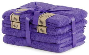 Set 2 osušek a 4 ručníků DecoKing Bella purpurové, velikost 2*70x140+4*50x100