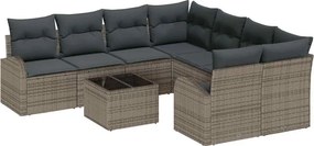 Set pohovek 9 ks 8-Počet míst Šedá polyratan 3354648