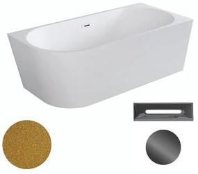 Besco Akrylátová volně stojící rohová vana Zoya Glam Z 150x75 (170x80) bílá/zlatá Rozměry (cm): 150x75, Typ a barva výpustě: Click-Clack s přepadem, grafit, Orientace: Pravá