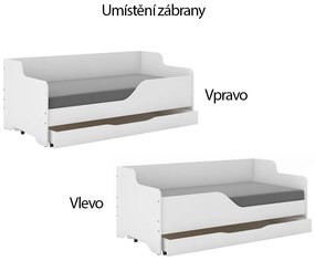Dětská postel LOLA - STAVEBNÍ STROJE 160x80 cm - grafika na bočnici